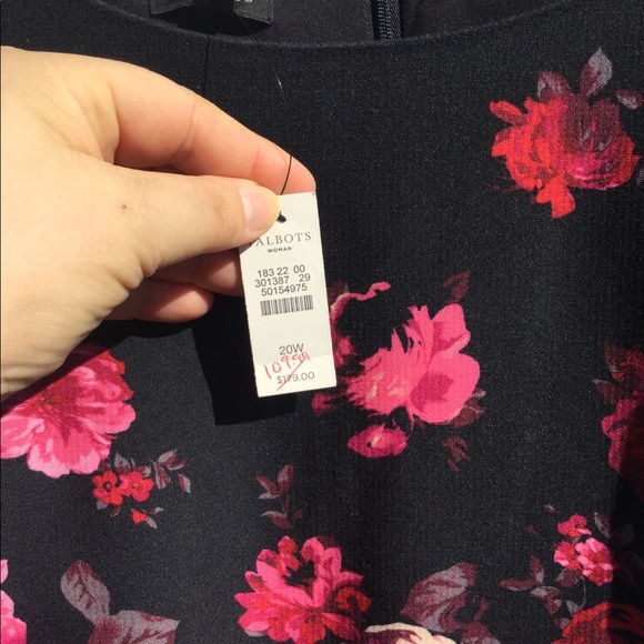 Talbots | Dresses | Nwt Talbots Beautiful Black With Roses Dress | Poshmark